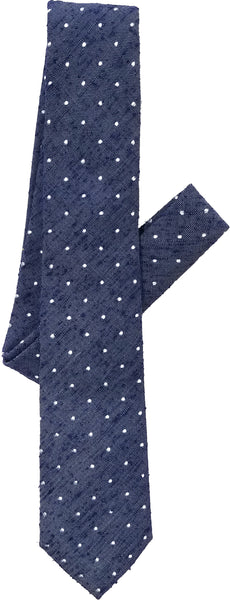 David Hart navy pin dot raw silk tie – DAVID HART LLC